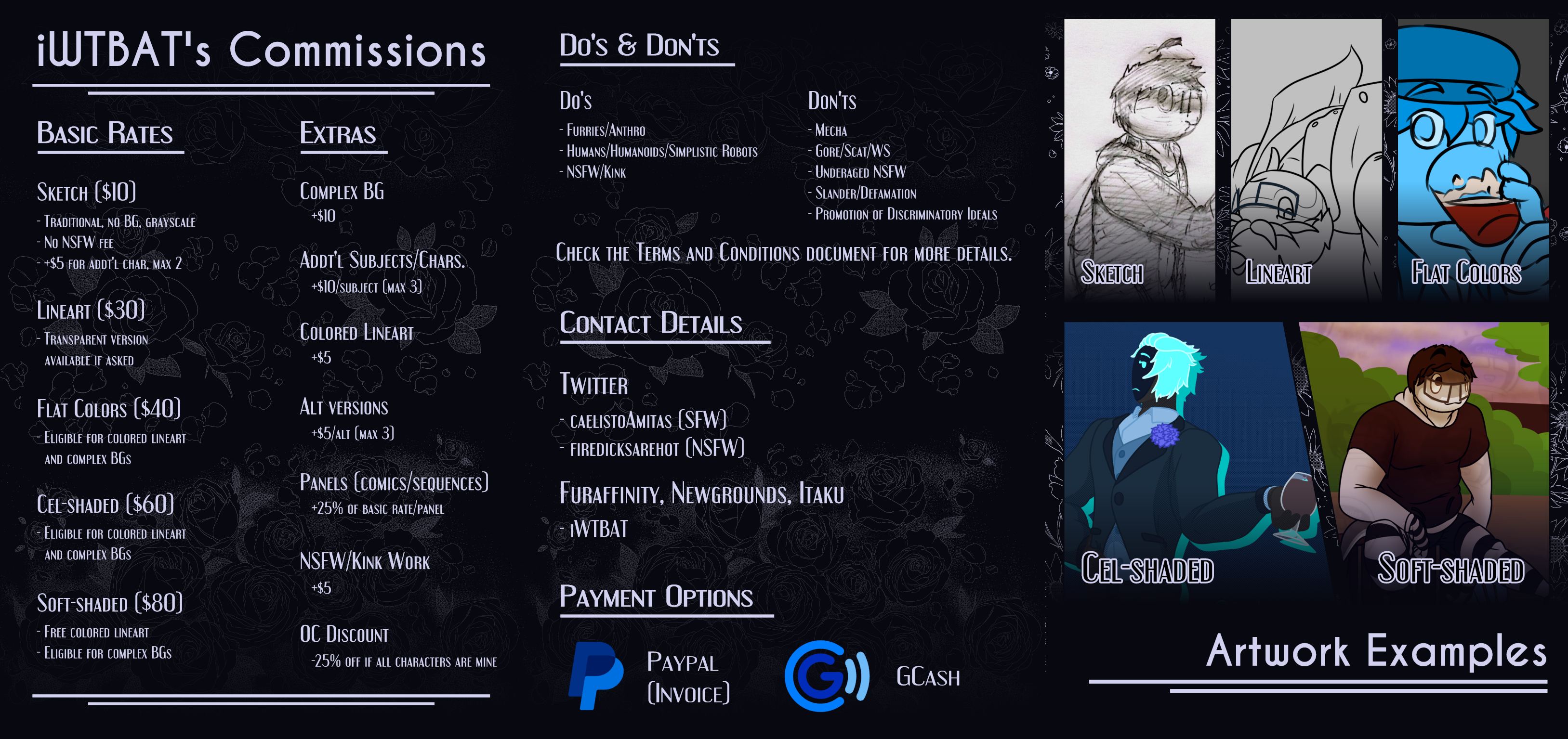 Commission Sheet (June 2023) - By @iwtbat on Itaku