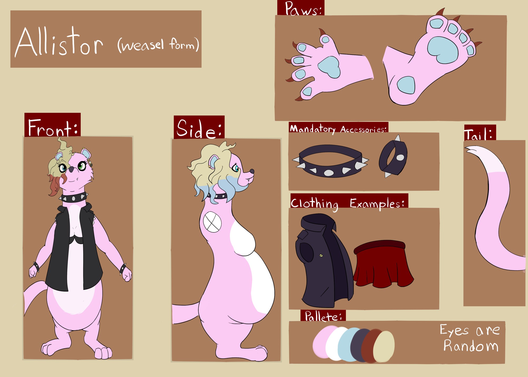 Alli's Reference sheet (Weasel form. - By @weaselmagealli on Itaku