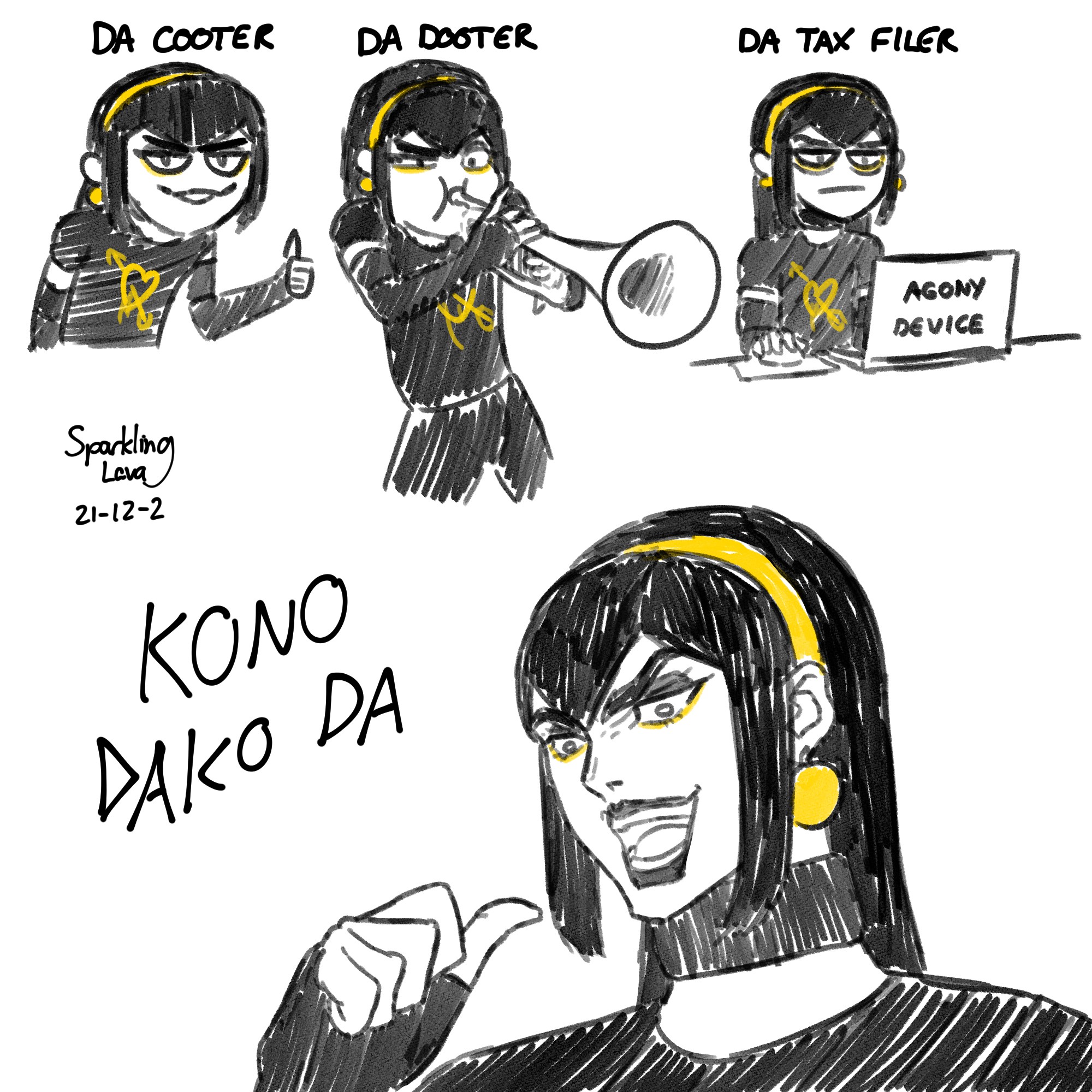 Dakota doodles - By @sparklinglava on Itaku