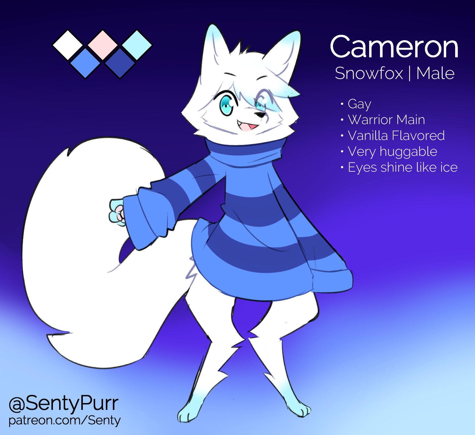 Cameron, the Snox! (Snow fox) - By @senty on Itaku