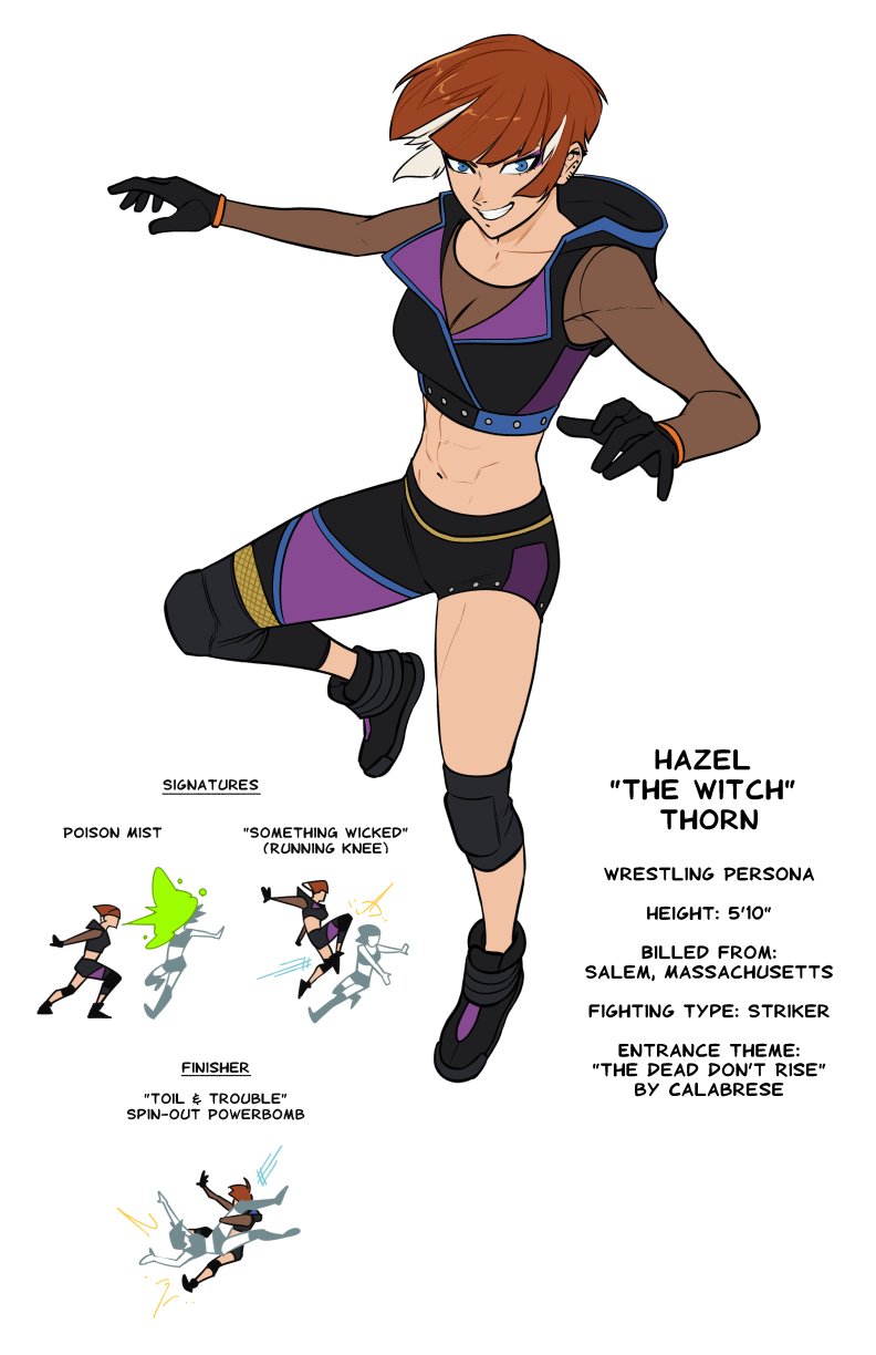 Hazel OC Wrestling Persona - By @pulp_punk on Itaku