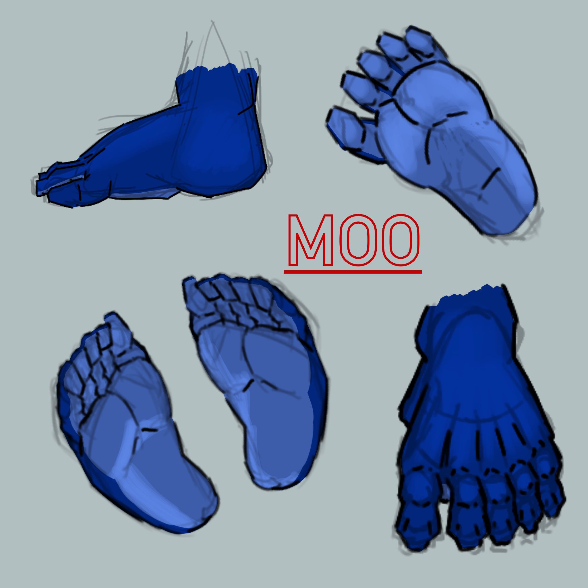 Feet and shade practice - By @redmoozaic on Itaku