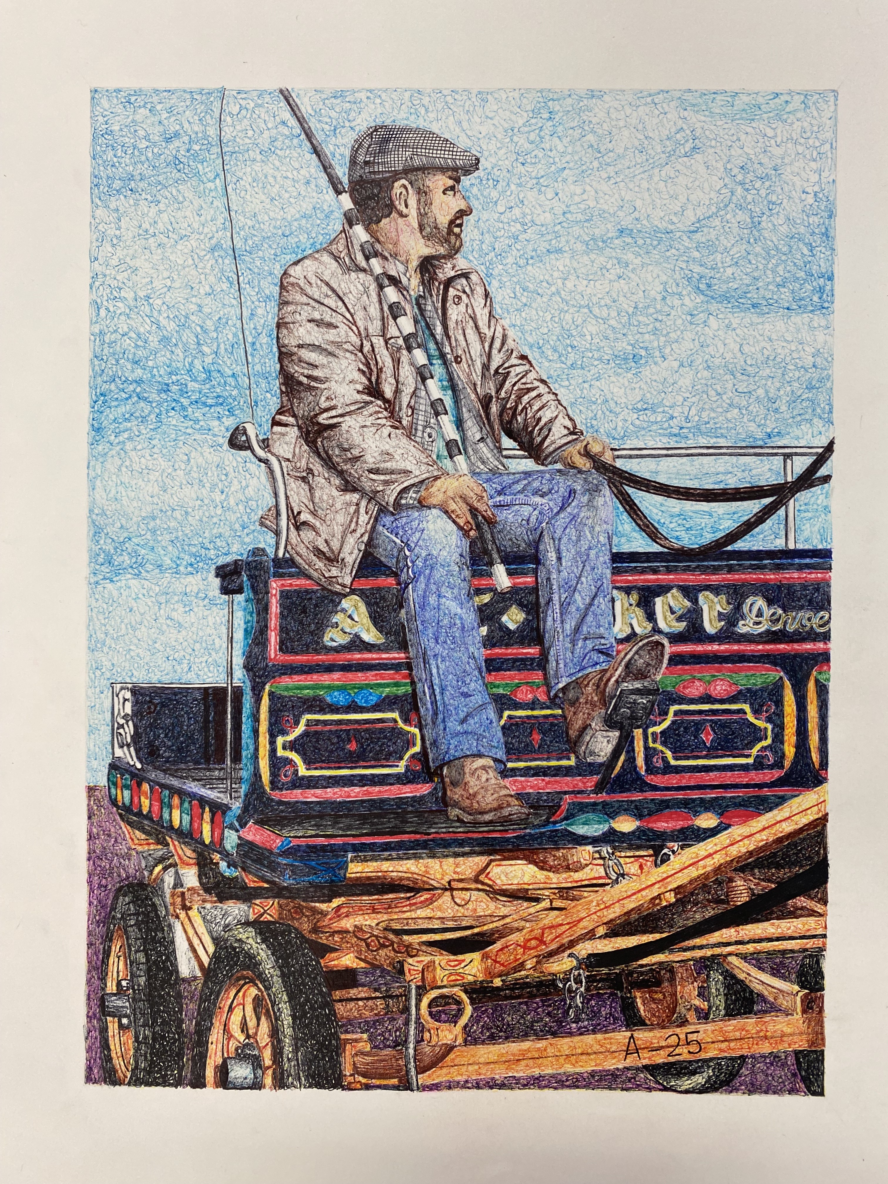 Man in a carriage (Pen) - By @san10r on Itaku
