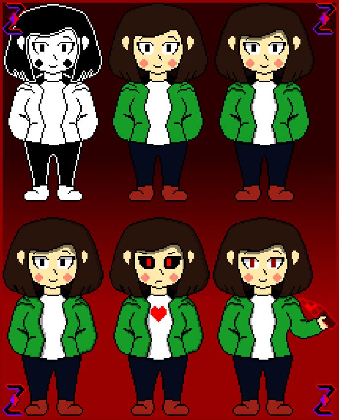 Storyshift Chara sprite sheet. By Zixy. by Zixy - By @zixy on Itaku