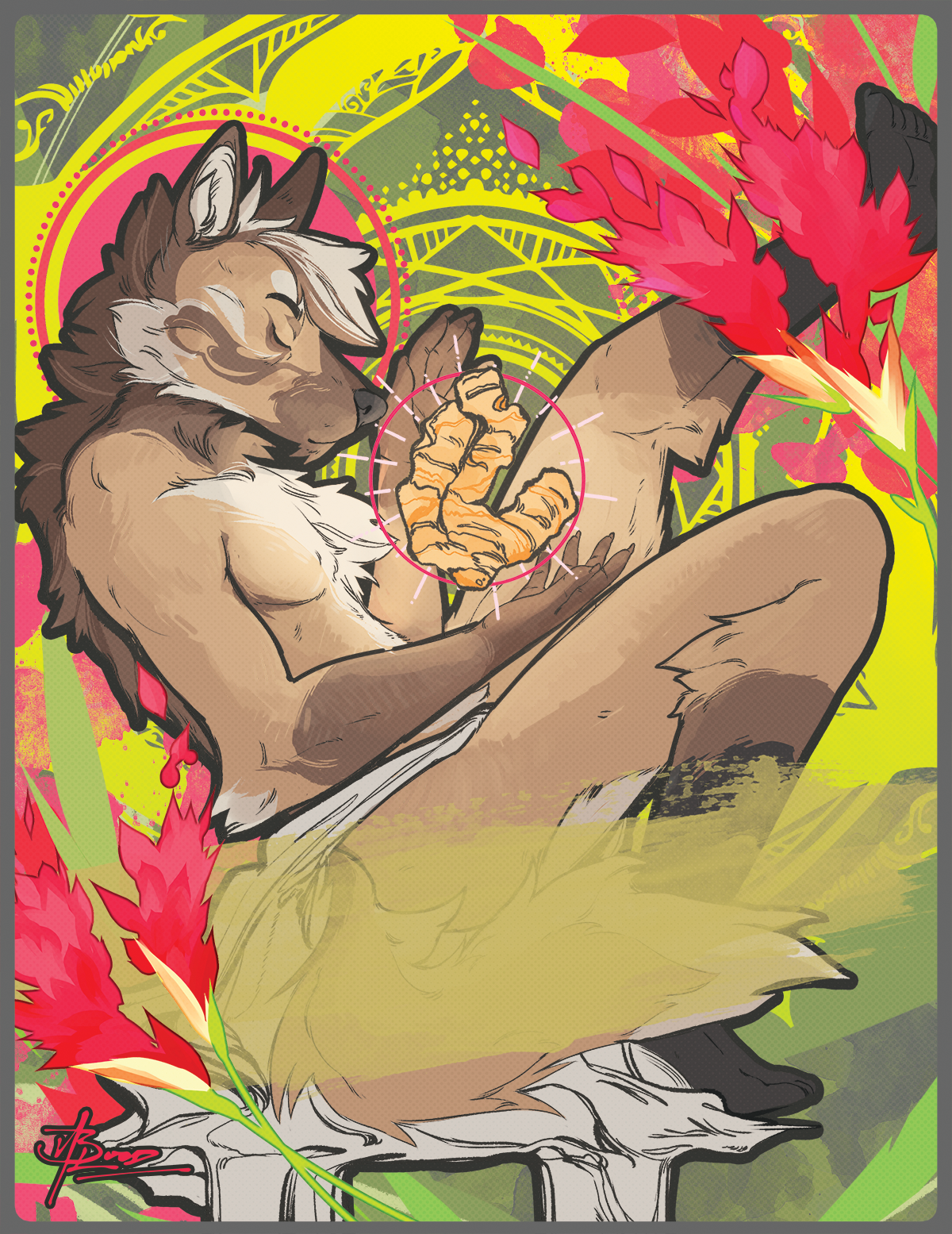 slightly furry leg up ginger cider illustration - By @hyenablood on Itaku