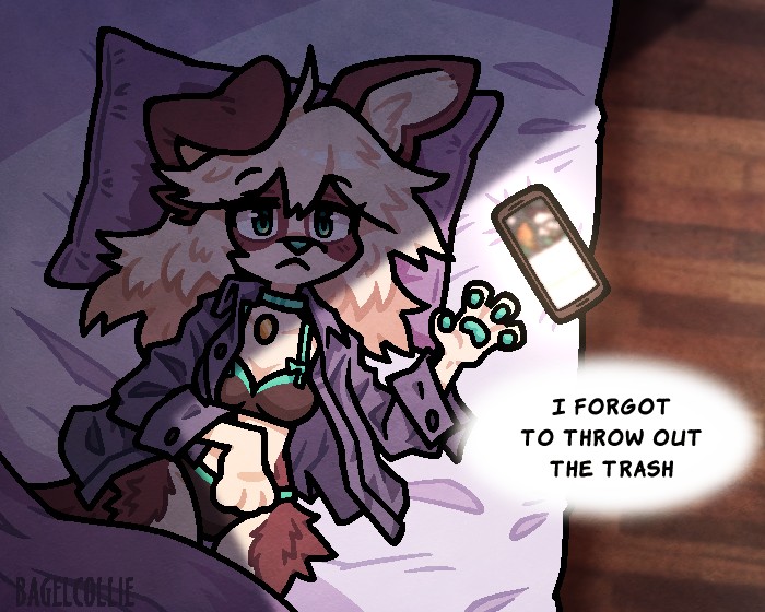 Throw out the trash - By @bagelcollie on Itaku