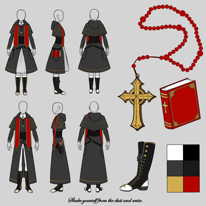 Gun Priest Outfit Designs Commission - By @casinocircus on Itaku