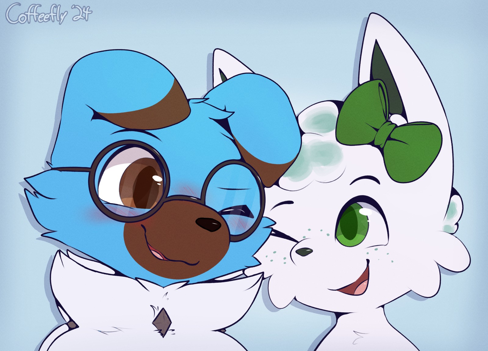 Nuzzling! - By @coffeefly on Itaku