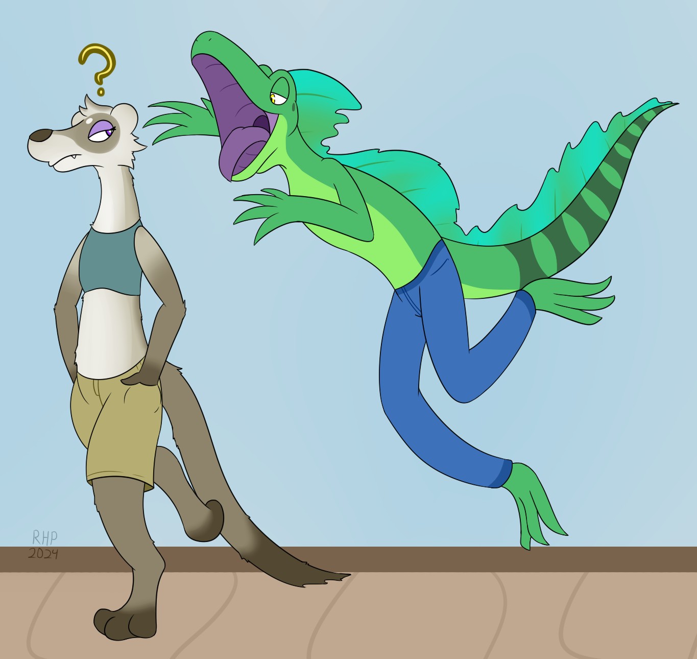 Basilisk Basking 1 - By @redheadpika on Itaku
