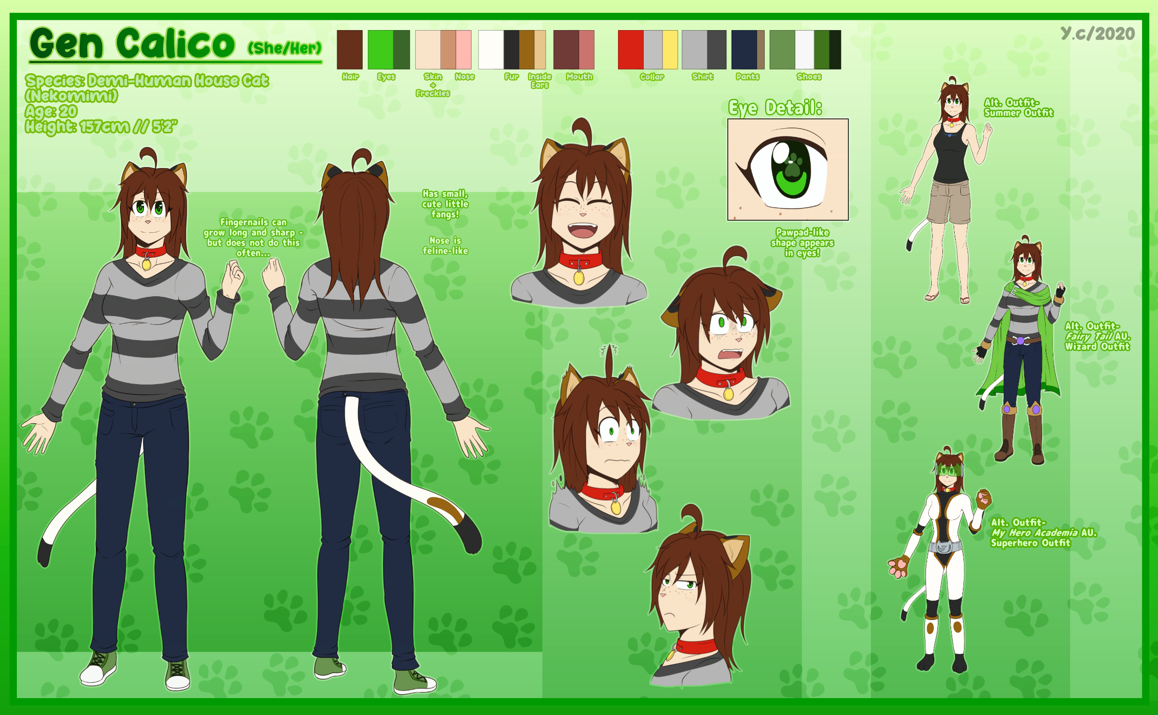 [Reference Sheet] Gen Calico (Demi-Human) - By @youkai-chan on Itaku