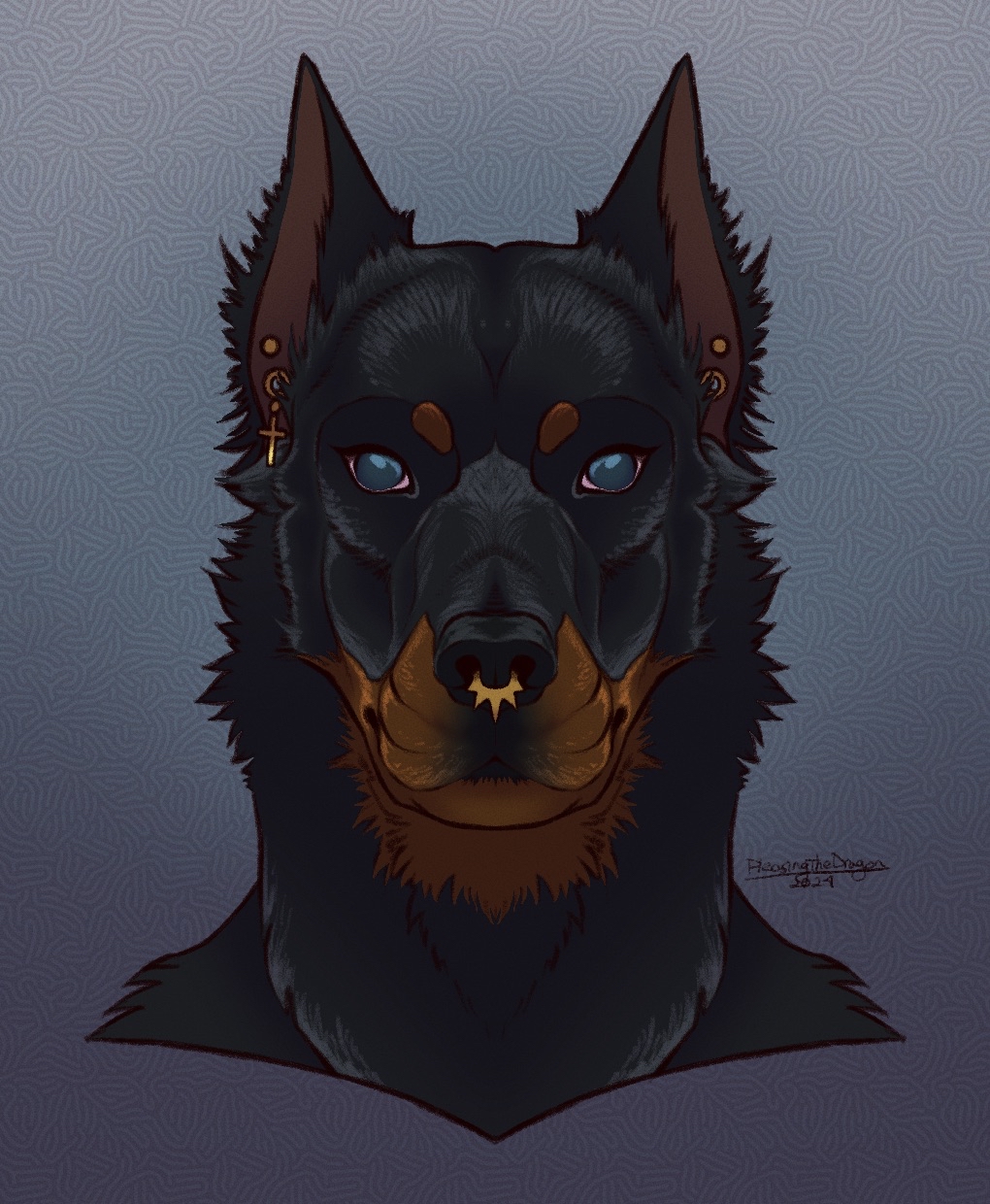 Fursona Portrait [P] - By @pleasingthedragon on Itaku