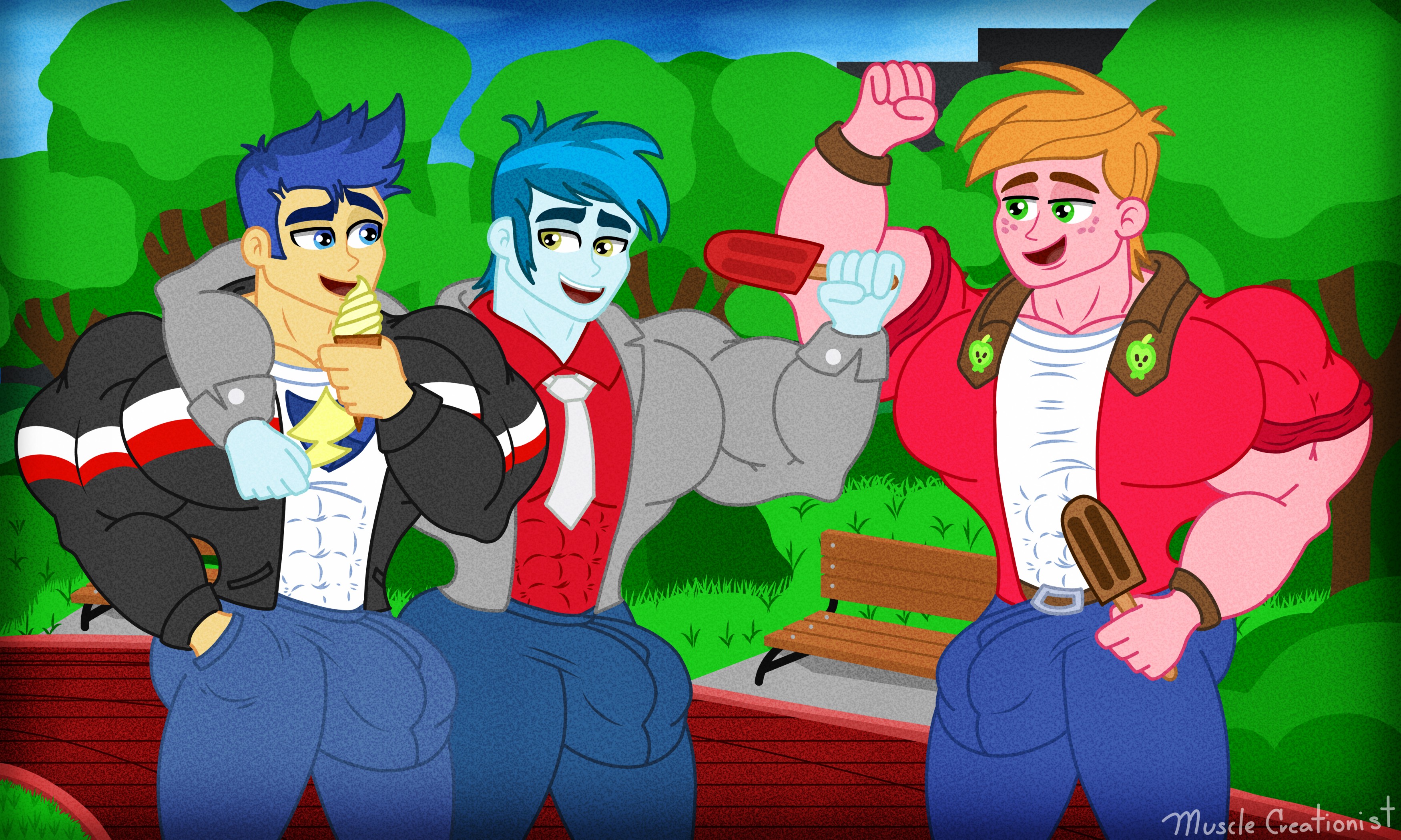 Ice-cream Hangout - By @musclecreationist on Itaku