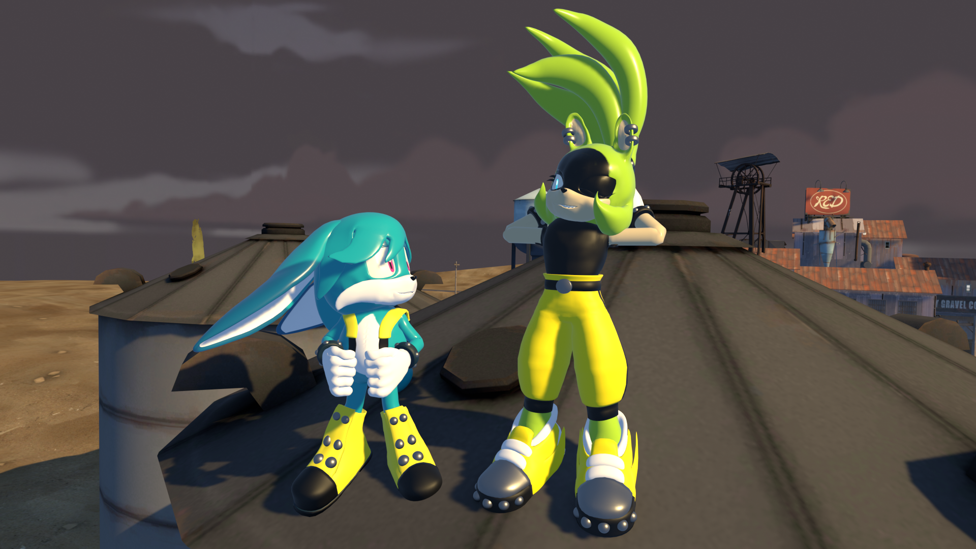 Surge and Kitsunami Render - By @onyxnuva on Itaku