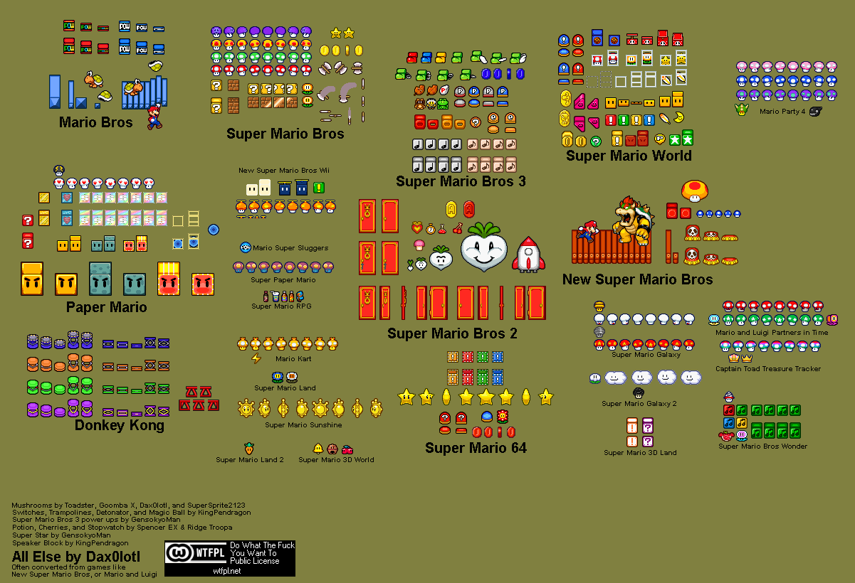 Super Mario Items - By @dax0lotl on Itaku
