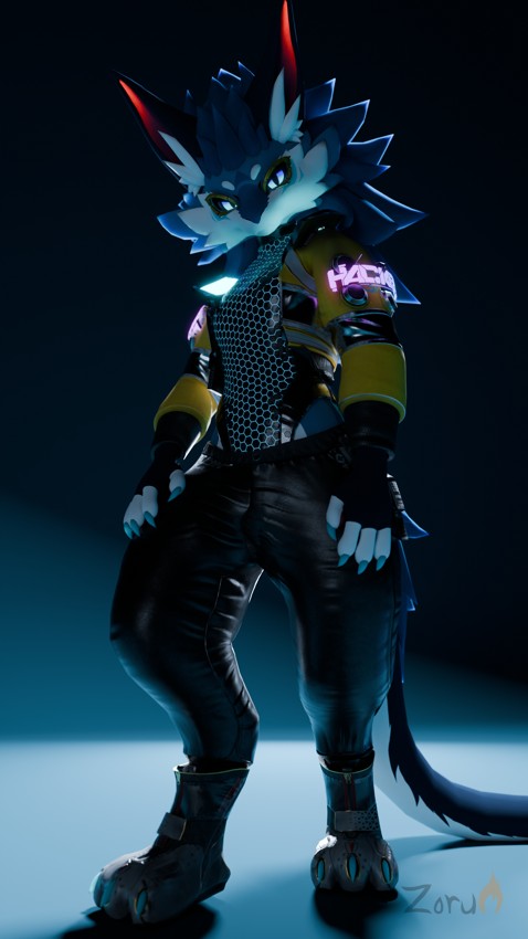 Novapunk Standup (SFW YCH) - By @zorublitzfire on Itaku