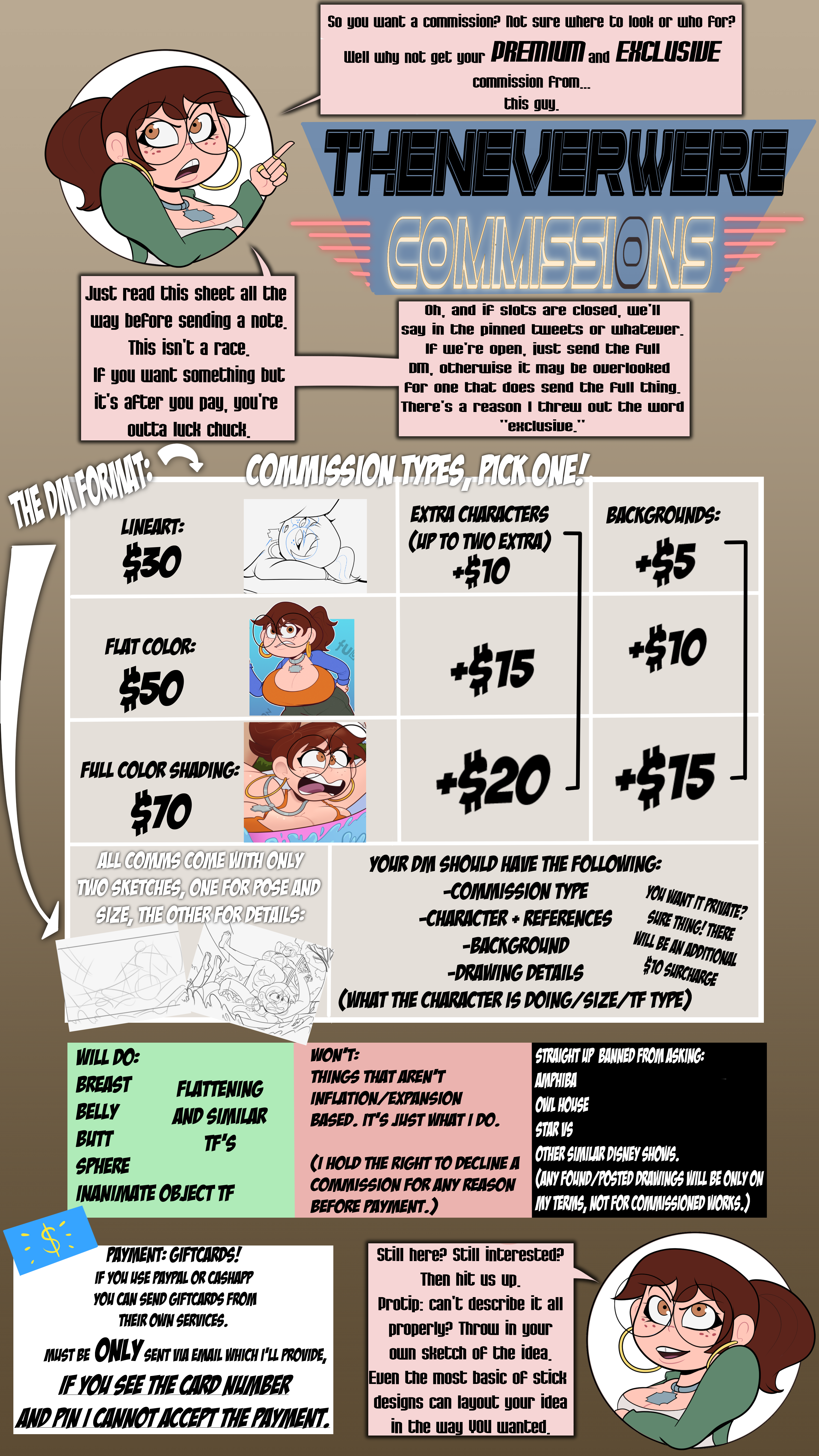 comm sheet - By @theneverwere on Itaku