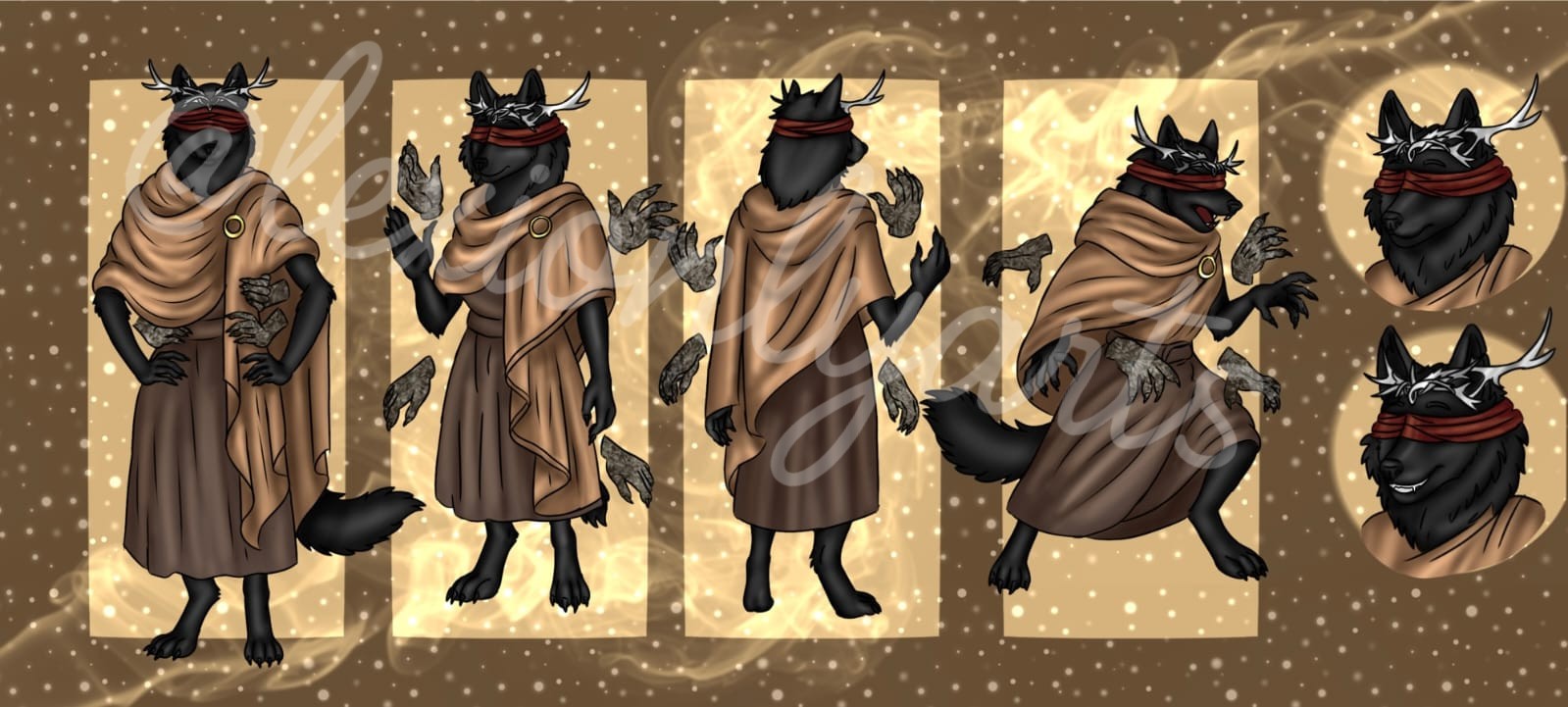 Brown Wolf Furry Reference Sheet — Desert Wanderer Anthro Design - By ...