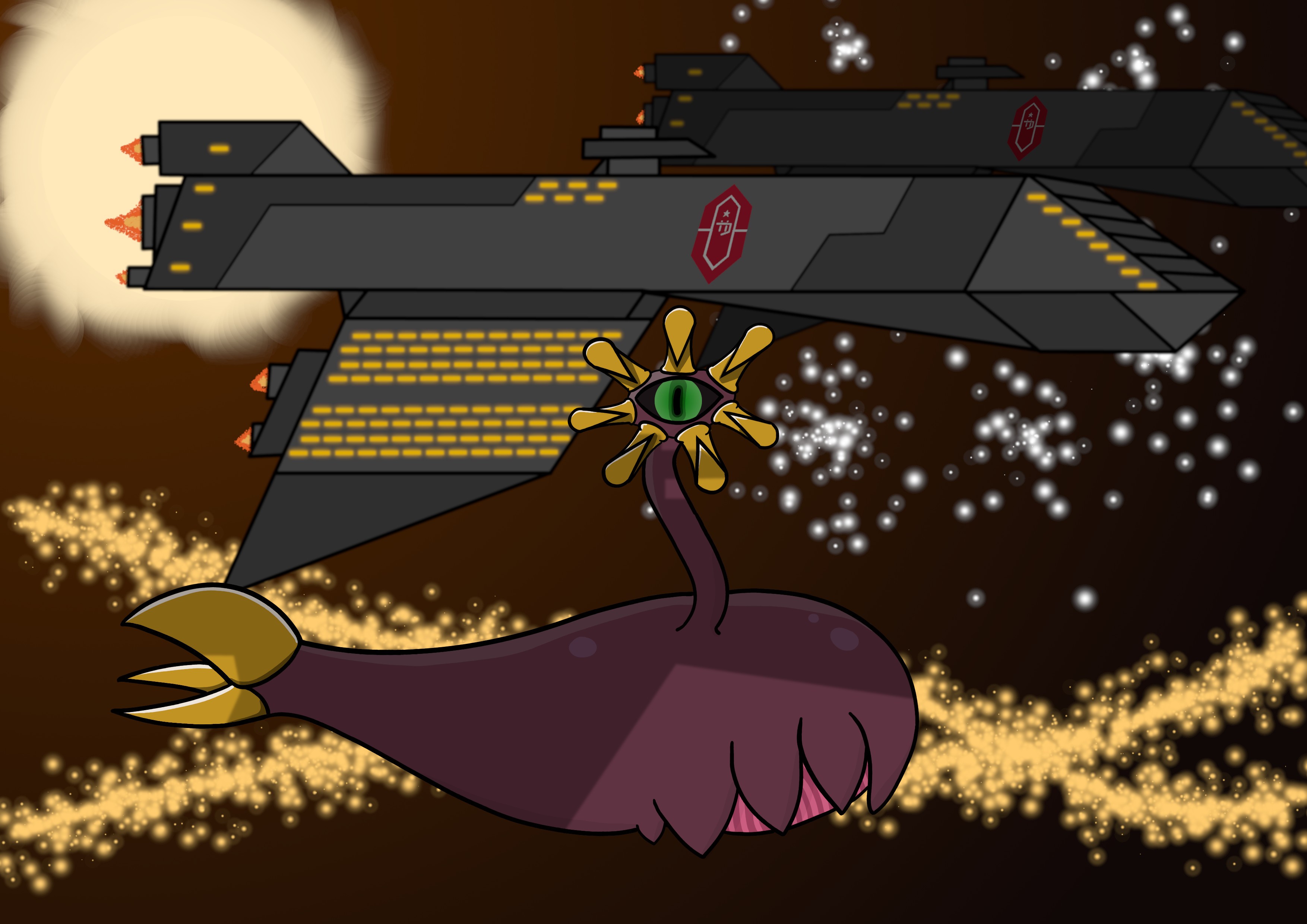 alien space whale thing - By @timsoarer on Itaku