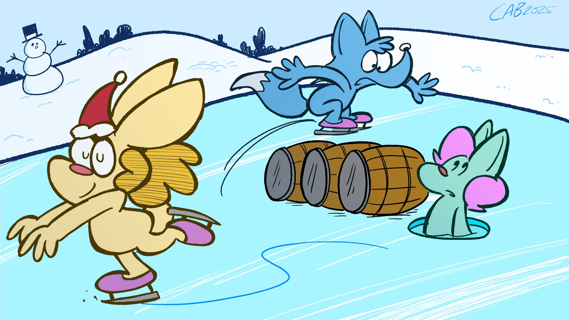 Ice Skating Critters - By @bakertoons on Itaku