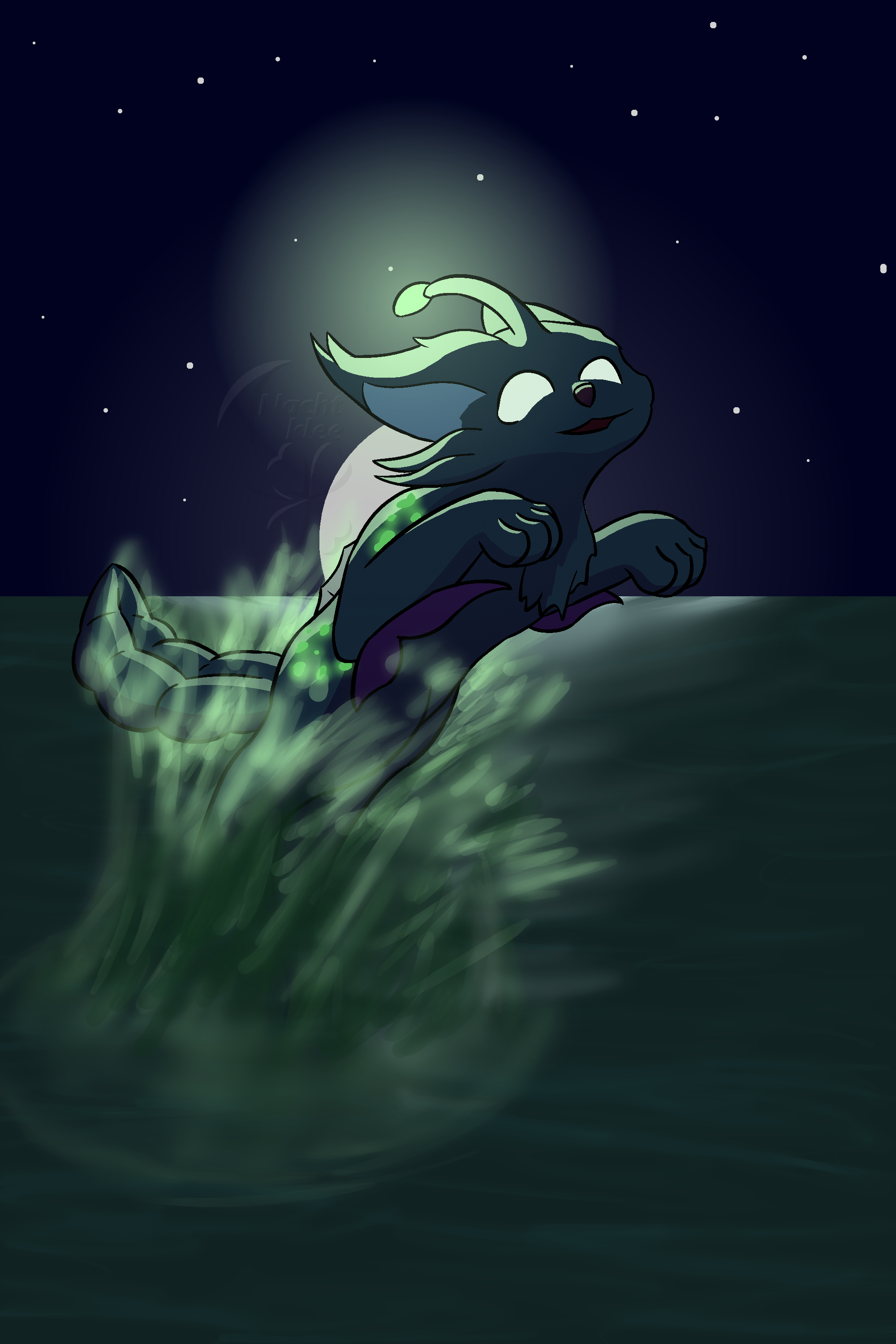 BBooru - absurd res ambiguous gender blue body failbetter games fallen london feral fin glowing ...