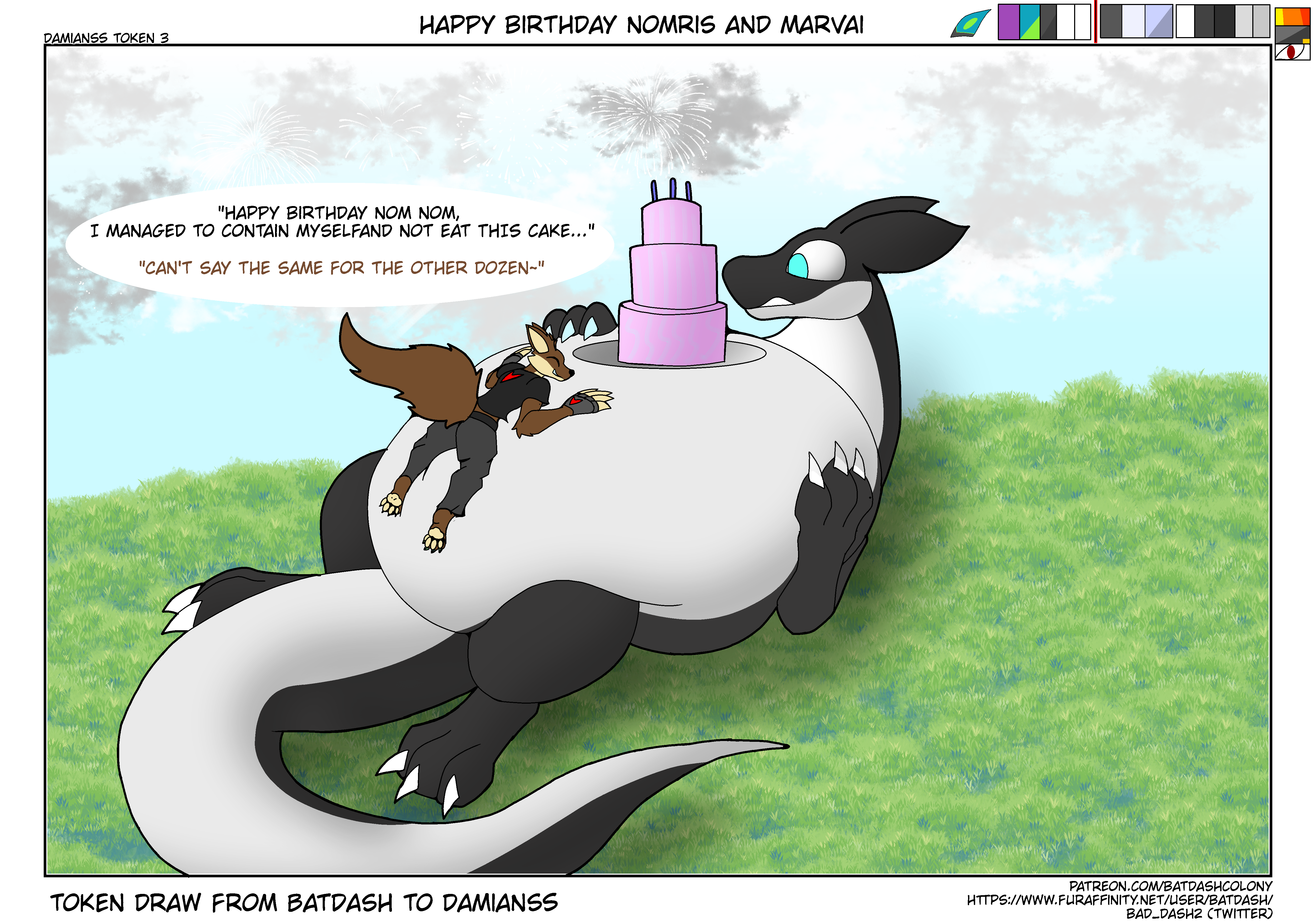 birthday image for marvai (token) - By @bat_dash on Itaku